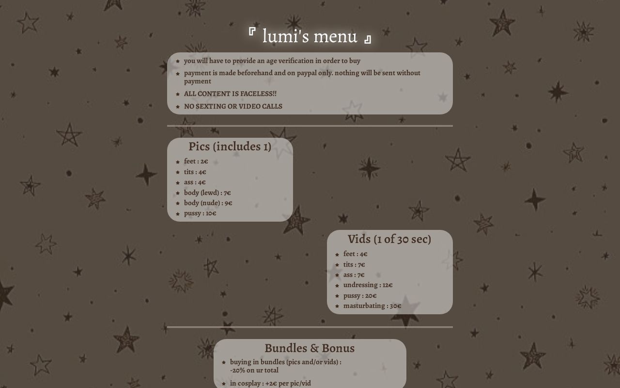 lumi's menu